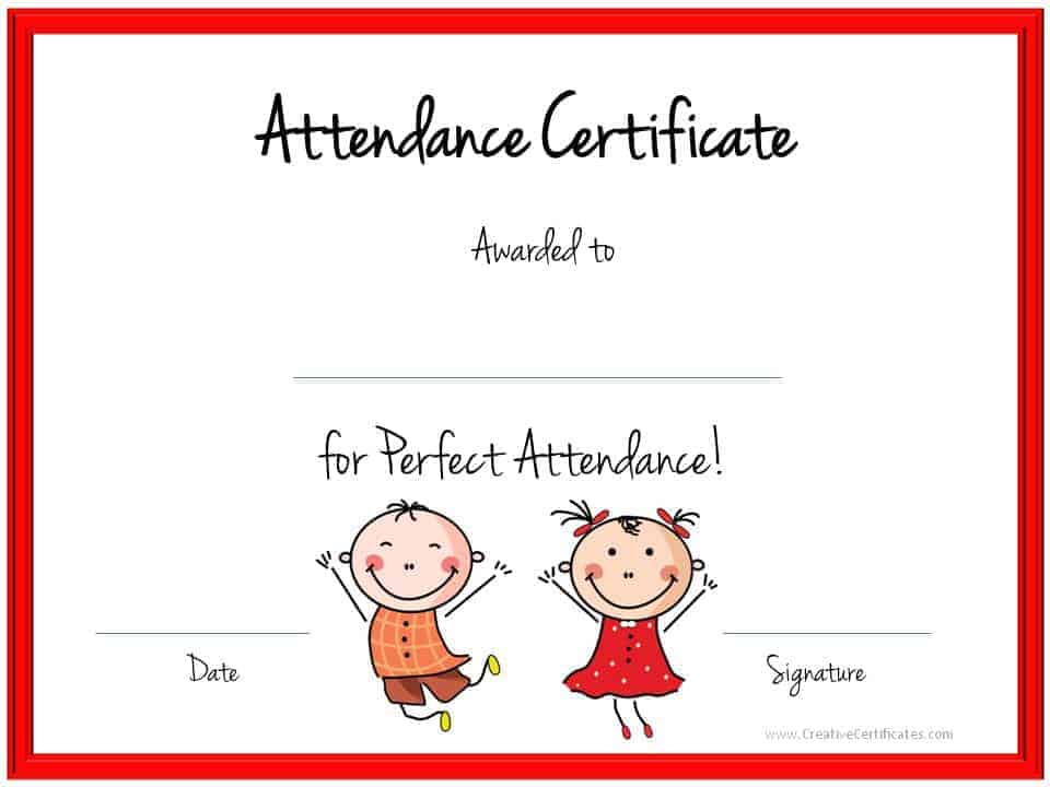 Perfect Attendance Award Certificates