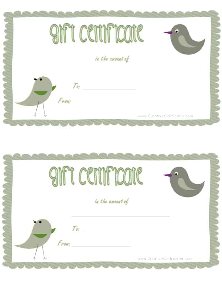 Free Gift Certificate Template customizable 