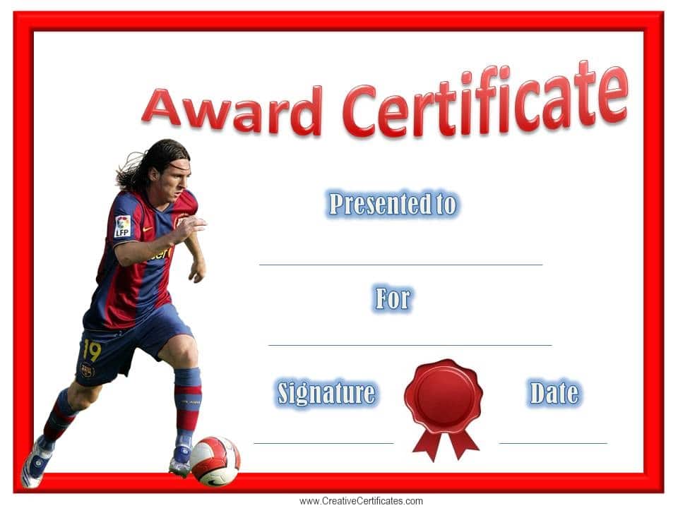 Free Editable Soccer Certificates - Customize Online - Instant Download