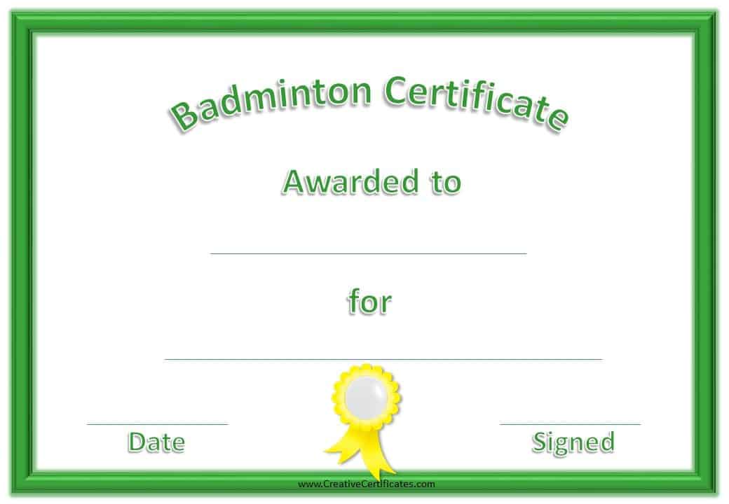 Free Badminton Certificate Template - Customize Online