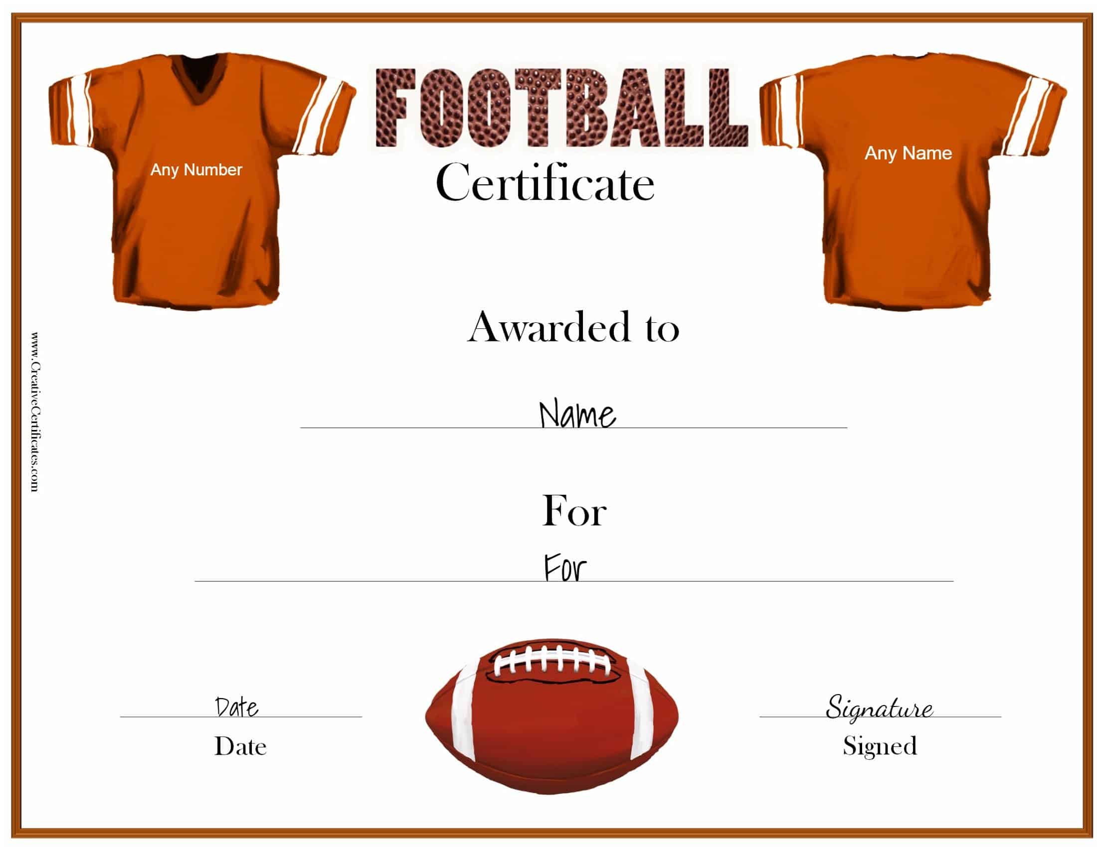 Free Custom Football Certificates
