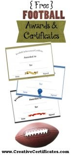 Free Custom Football Certificates
