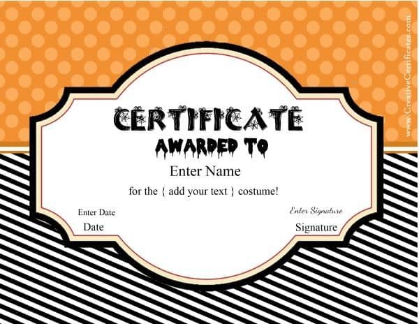 Free Halloween Costume Awards Customize Online Instant Download