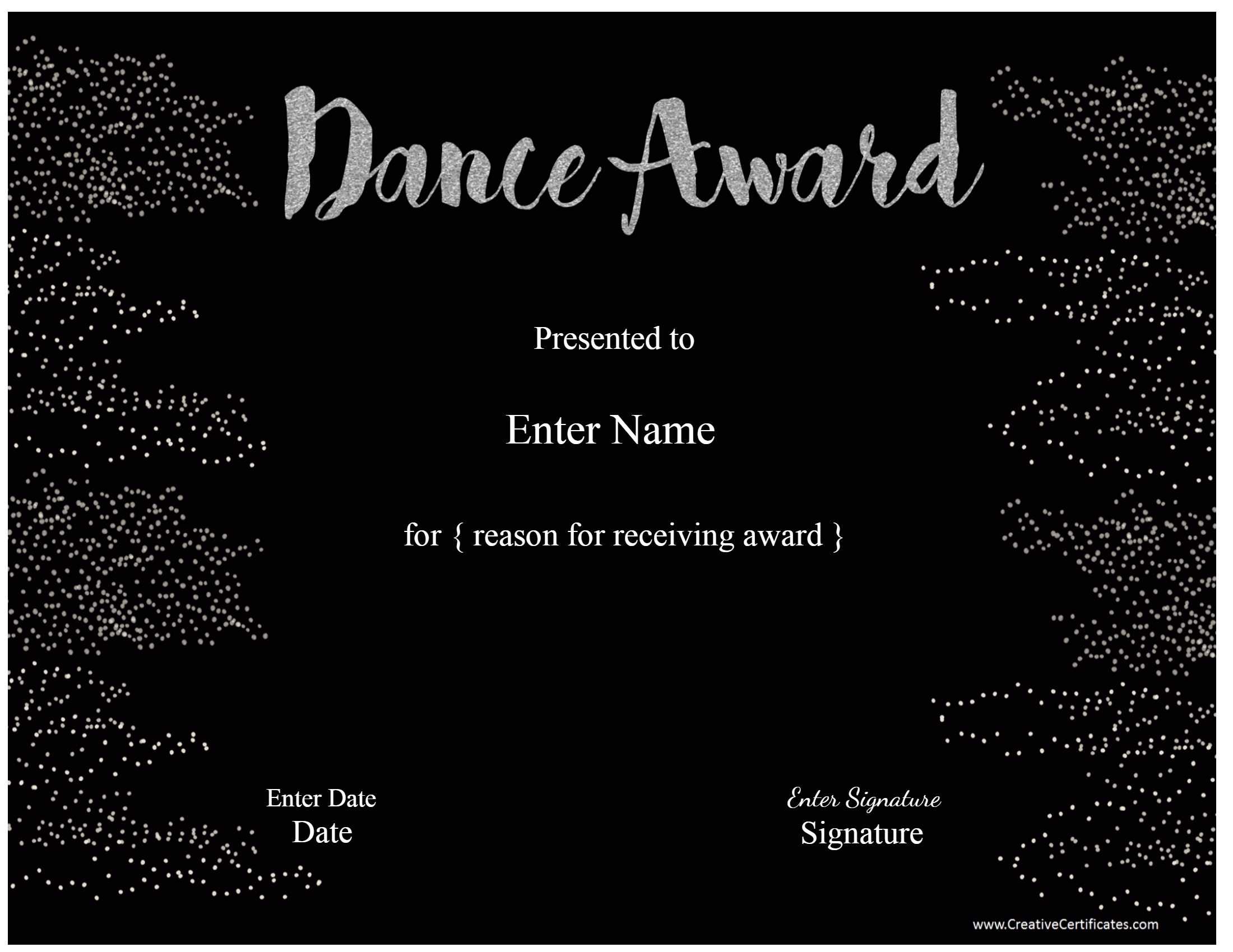 Free Dance Certificate Template Customizable And Printable