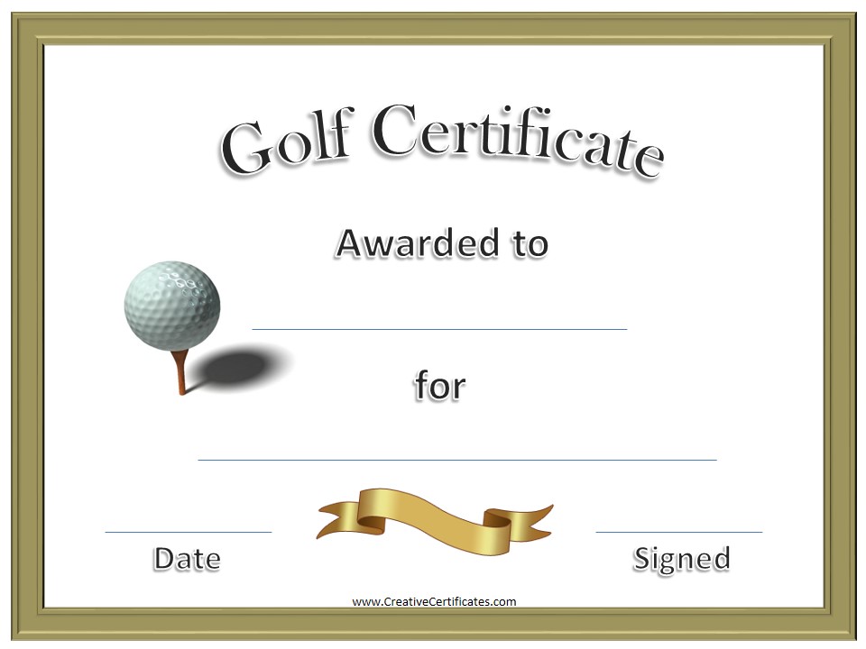 Free Printable Golf Certificates | Customizable