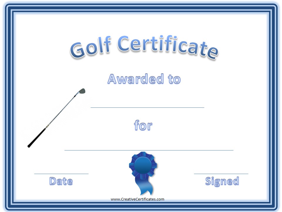 Free Printable Golf Certificates | Customizable