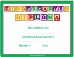 Free Custom Kindergarten Graduation Certificates