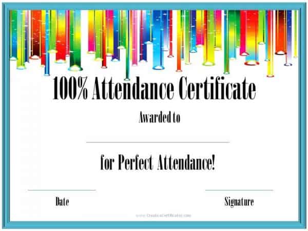 FREE Printable Perfect Attendance Certificate Templates | Customizable
