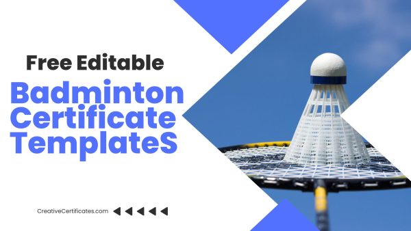 Free Badminton Certificate Template - Customize Online