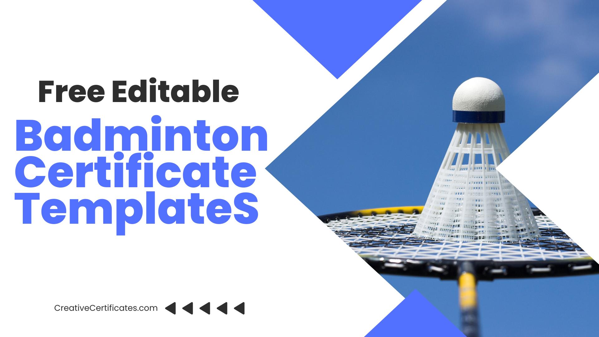 Free Badminton Certificate Template - Customize Online