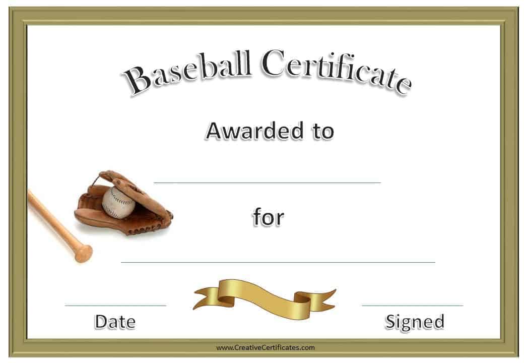 Free Editable Baseball Certificates - Customize Online & Print at Home