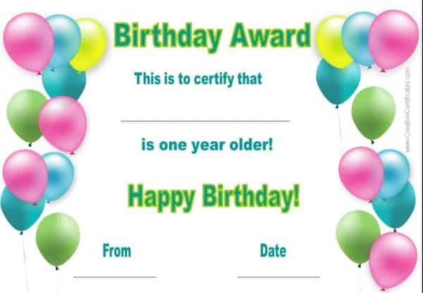 Free Happy Birthday Certificate Template - Customize Online