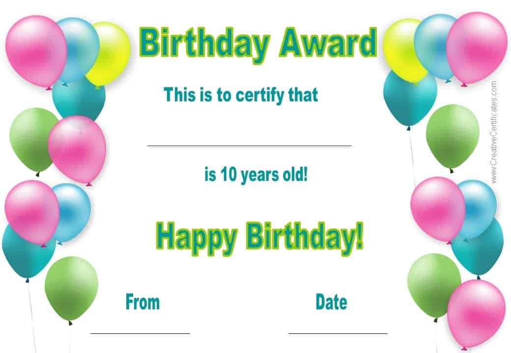 Free Happy Birthday Certificate Template Customize Online