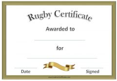 Free Printable Rugby Award Certificate