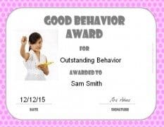 Good Behavior Award Certificates