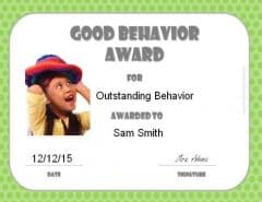 Good Behavior Award Certificates