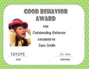 Good Behavior Award Certificates