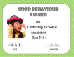 Good Behavior Award Certificates