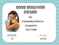Good Behavior Award Certificates