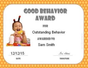 Good Behavior Award Certificates