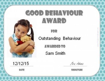 Good Behaviour Certificates with Photo | Customize Online