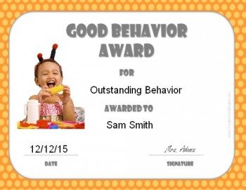 Good Behavior Award Certificates