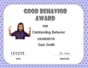 Good Behavior Award Certificates