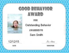 Good Behavior Award Certificates
