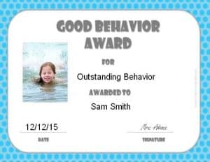 Good Behavior Award Certificates