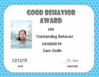 Good Behavior Award Certificates