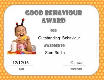 Good Behaviour Certificates with Photo | Customize Online