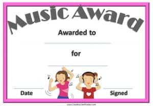 Free Editable Music Certificate Template - Free and Customizable