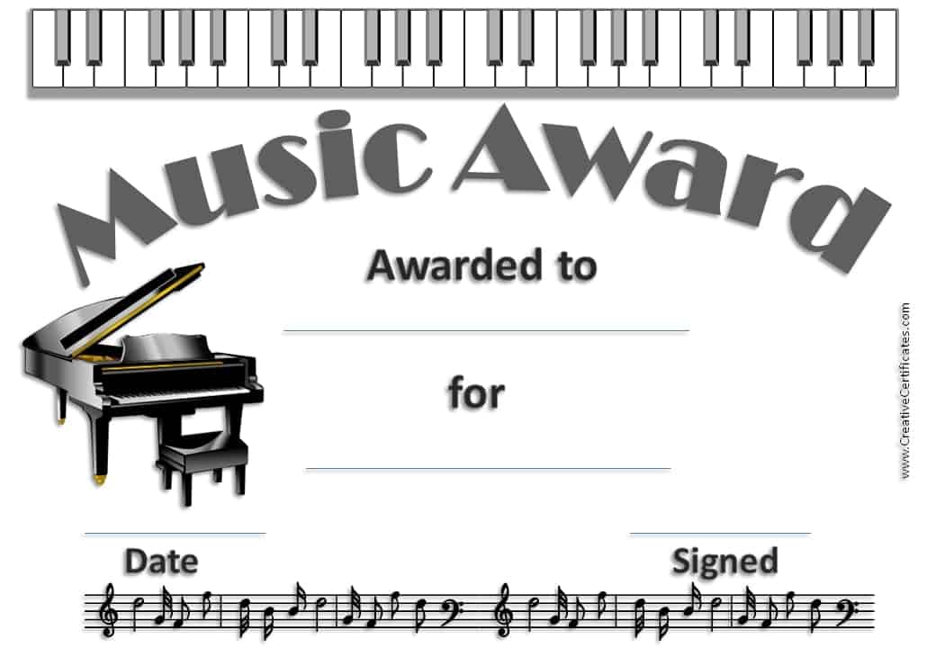 Piano Certificate Template Free