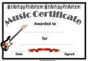 Free Editable Music Certificate Template - Free and Customizable