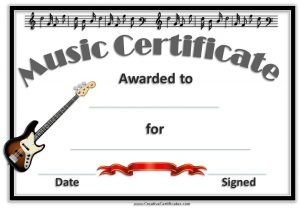 Free Editable Music Certificate Template - Free and Customizable
