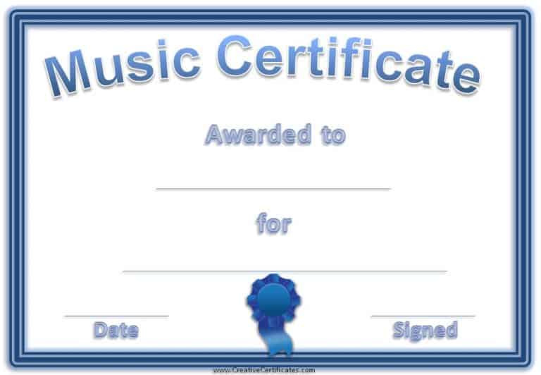 Free Editable Music Certificate Template - Free and Customizable