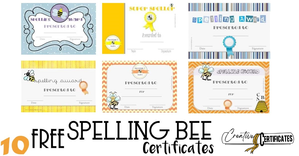 FREE Spelling Bee Certificate Templates - Customize Online