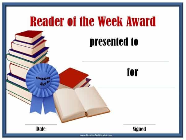 Free Editable Reading Certificate Templates - Instant Download