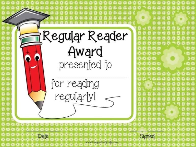 Free Editable Reading Certificate Templates - Instant Download