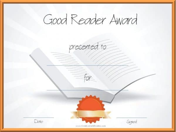 Free Editable Reading Certificate Templates - Instant Download