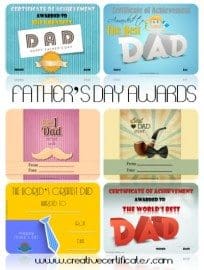 Father's day certificates | Free & Customizable | Instant Download