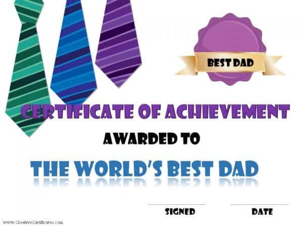 Father's day certificates | Free & Customizable | Instant Download