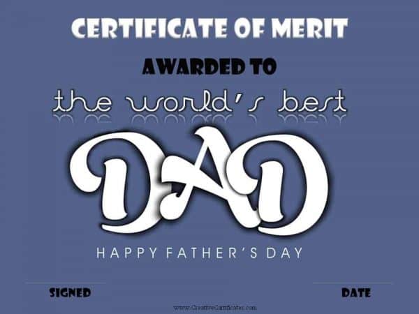 Father's day certificates | Free & Customizable | Instant Download