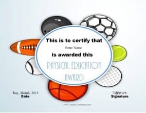 Physical Education Awards and Certificates - Free