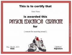 Physical Education Awards and Certificates - Free