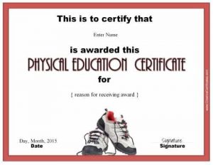 Physical Education Awards and Certificates - Free