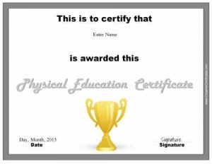 Physical Education Awards and Certificates - Free
