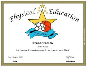 Physical Education Awards and Certificates - Free