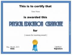 Physical Education Awards and Certificates - Free