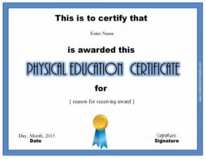 Physical Education Awards and Certificates - Free